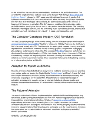 The Evolution of Animation in Film - Mark Murphy Director | PDF