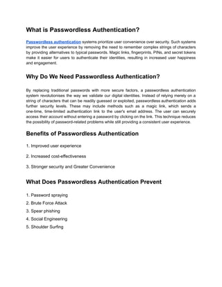 The Evolution of Authentication: Passwordless Solutions and Digital Identity Security | PDF