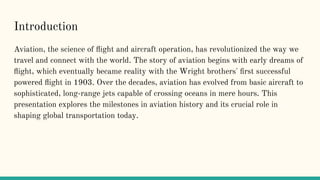 The Evolution of Aviation and Its Role in Modern Transportation | PDF