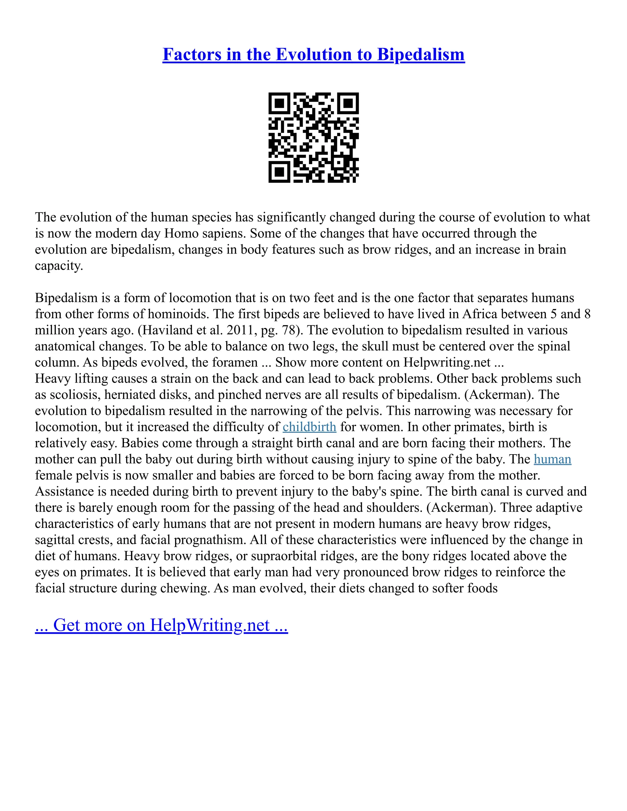 The Evolution Of Bipedalism | PDF