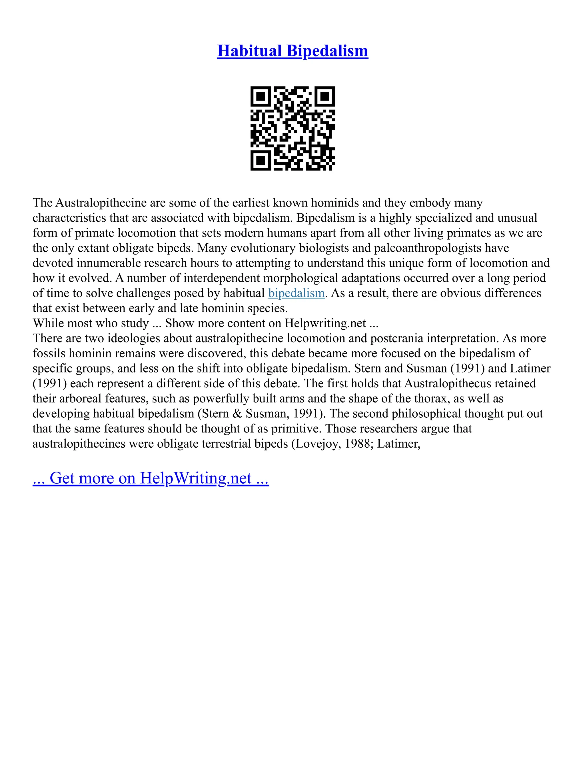 The Evolution Of Bipedalism | PDF