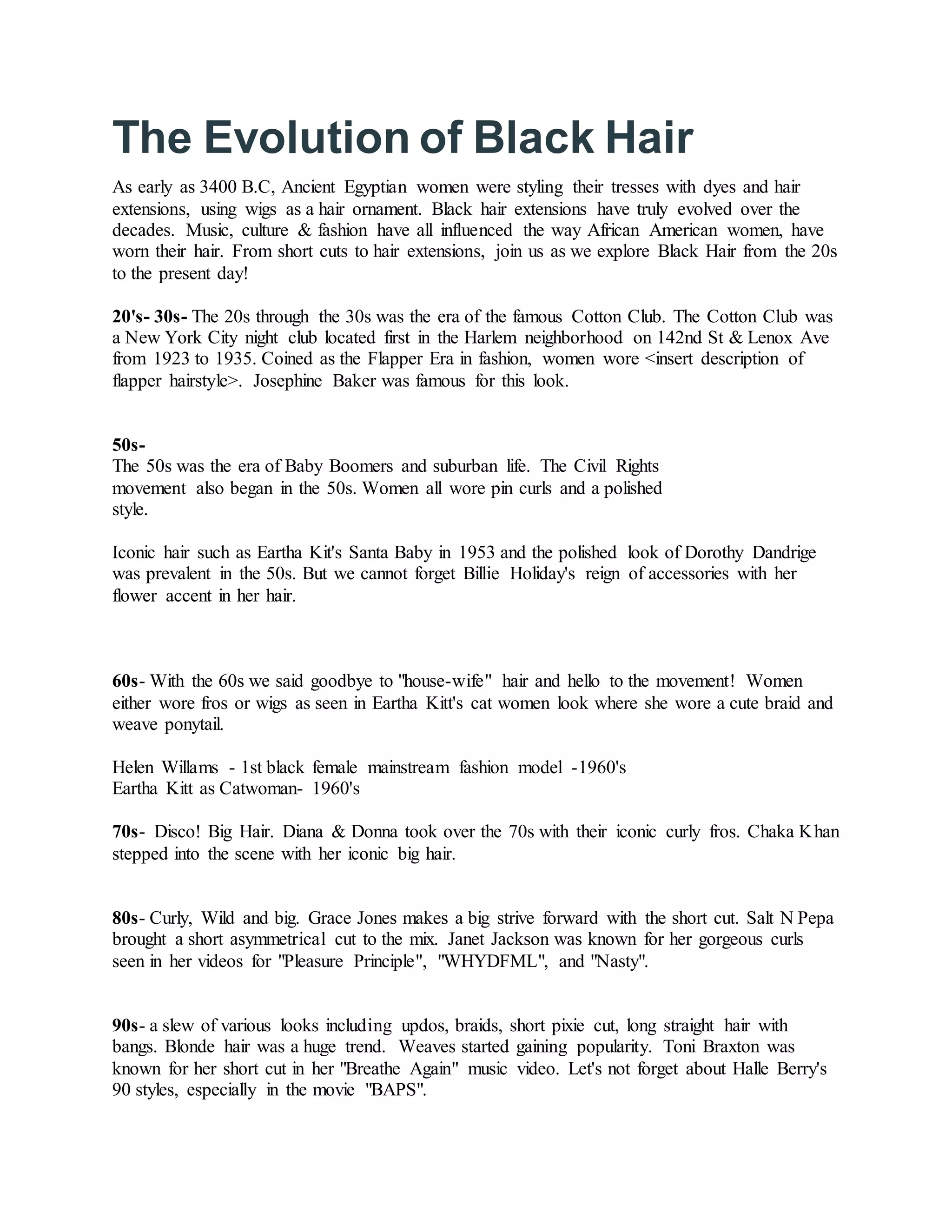 The evolution of black hair | DOCX