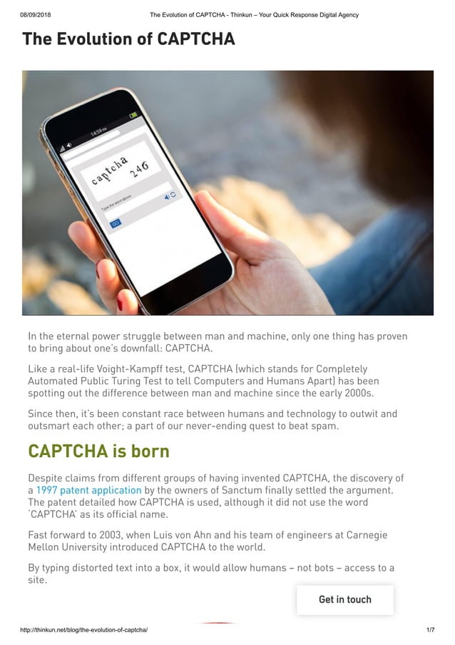 The Evolution of CAPTCHA | PDF | Search | Internet