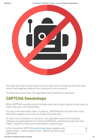 The Evolution of CAPTCHA | PDF | Search | Internet
