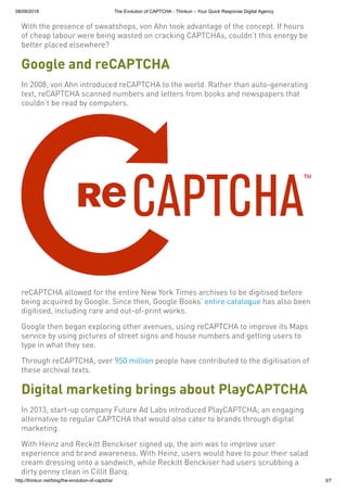 The Evolution of CAPTCHA | PDF | Search | Internet