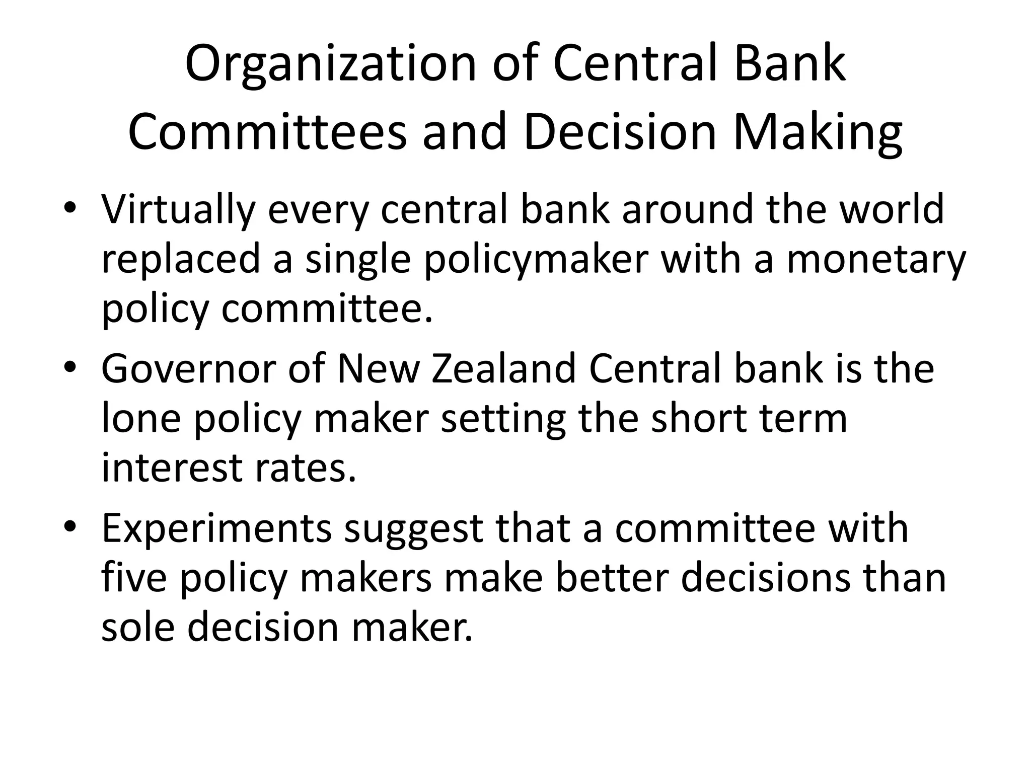 The evolution of central bank governance around the world. | PPTX