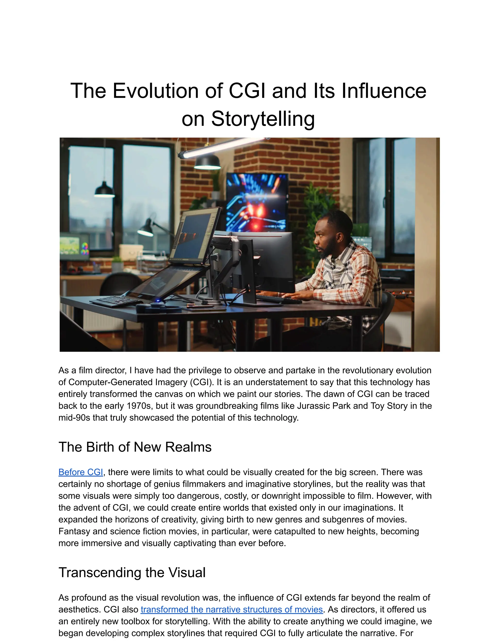 The Evolution of CGI and Its Influence on Storytelling | PDF