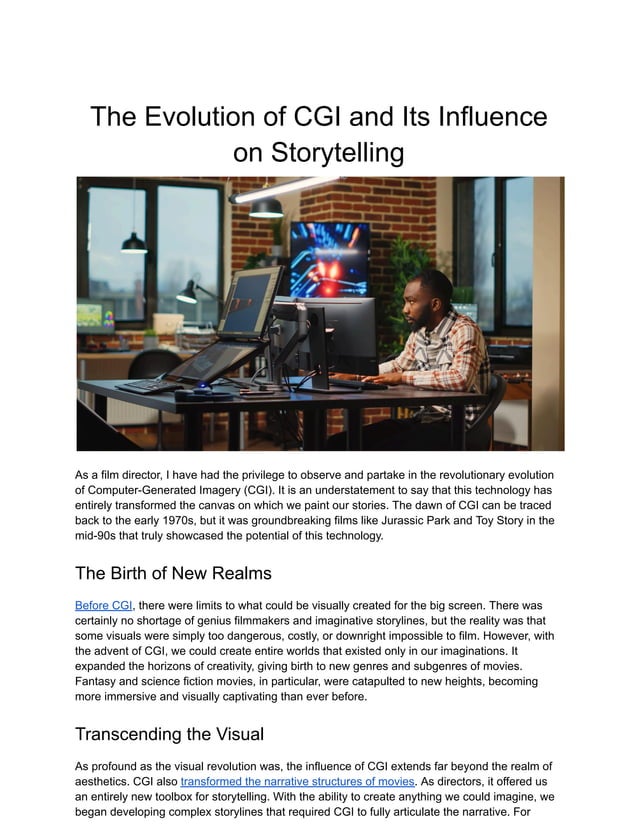 The Evolution of CGI and Its Influence on Storytelling | PDF | Free ...