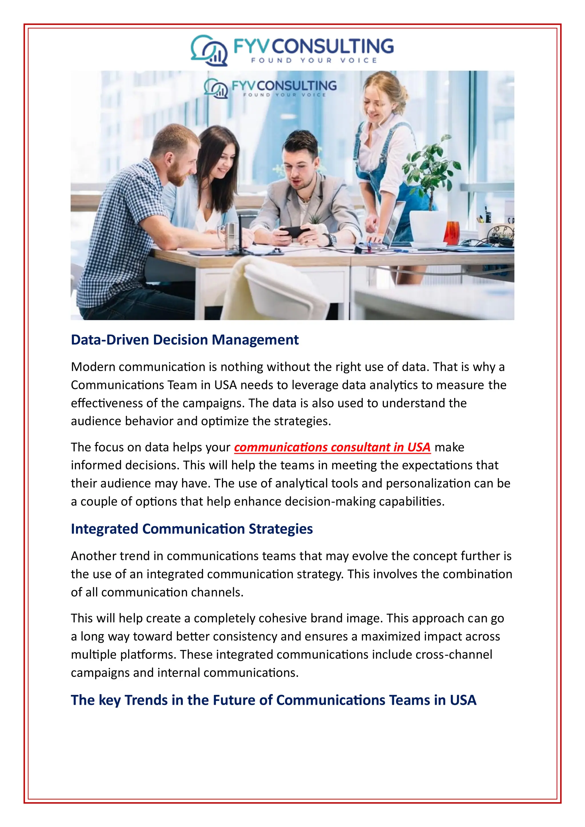 The Evolution of Communications Team in USA: Trends and Innovations | PDF