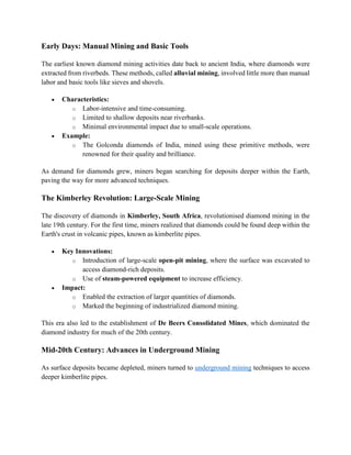 The Evolution of Diamond Mining Techniques Over the Decades | PDF