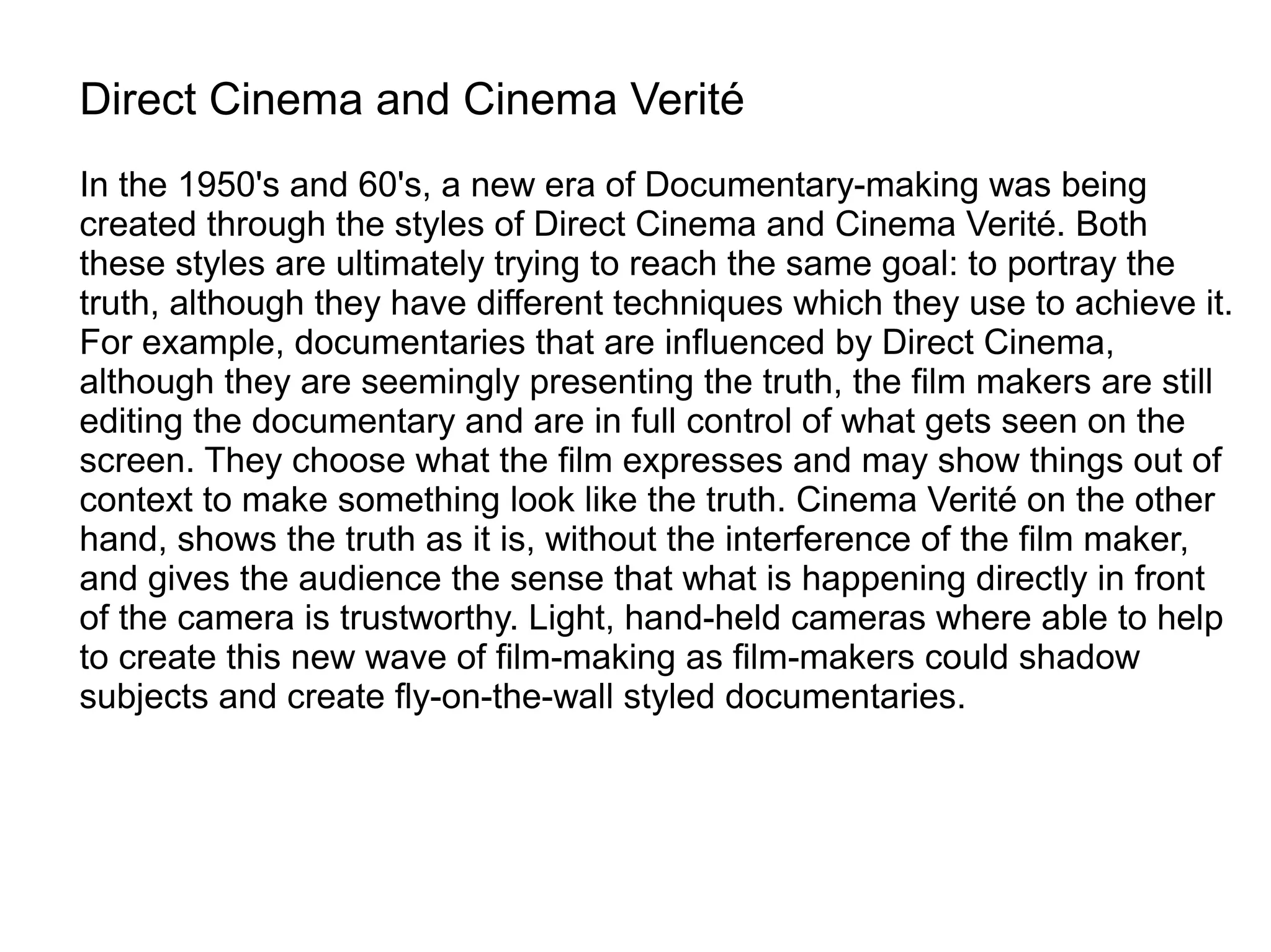 The Evolution of Documentary | ODP