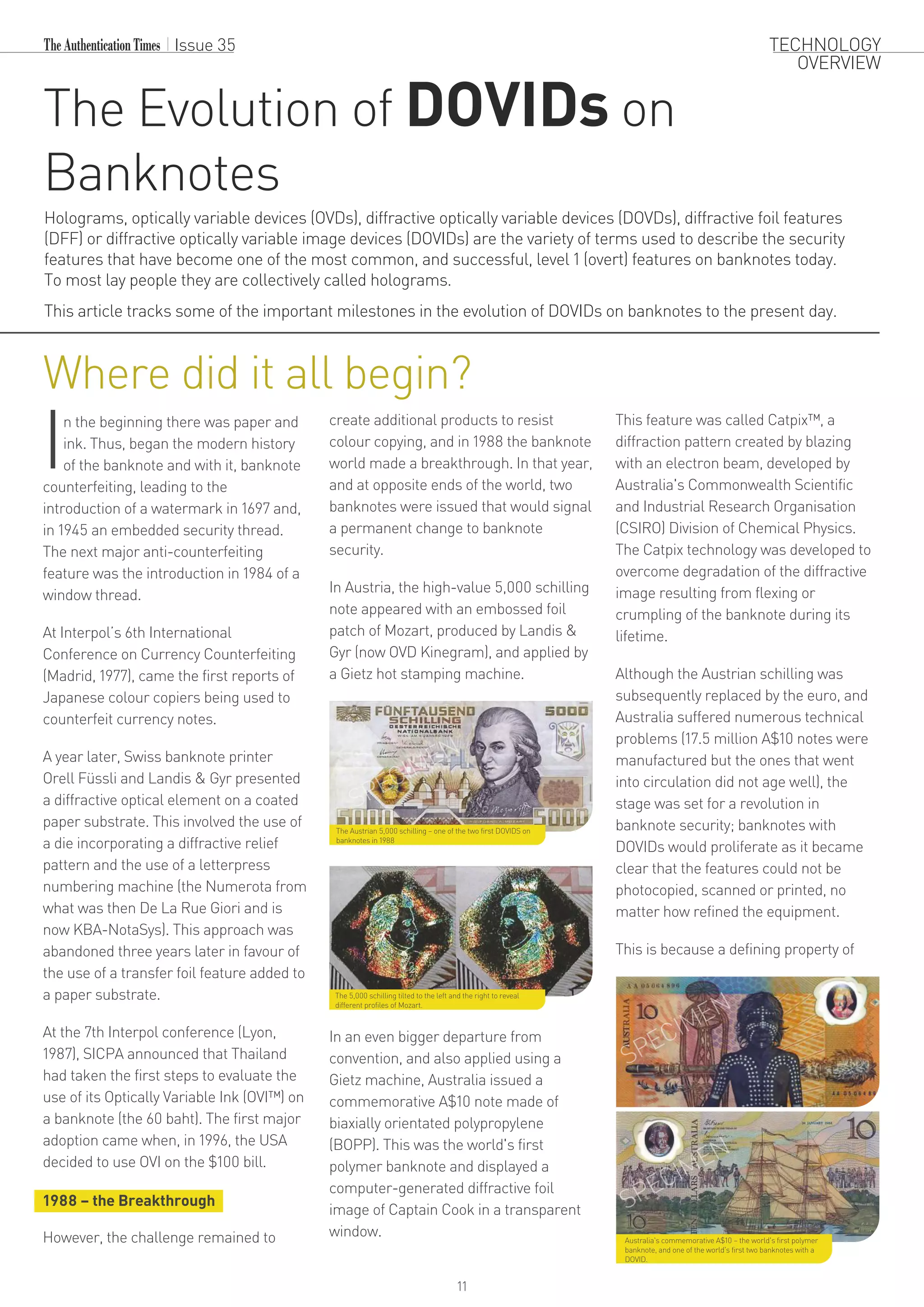 The Evolution of DOVID's on Banknotes | PDF