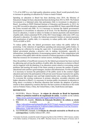 THE EVOLUTION OF EDUCATION IN BRAZIL THROUGHOUT HISTORY AND THE ...