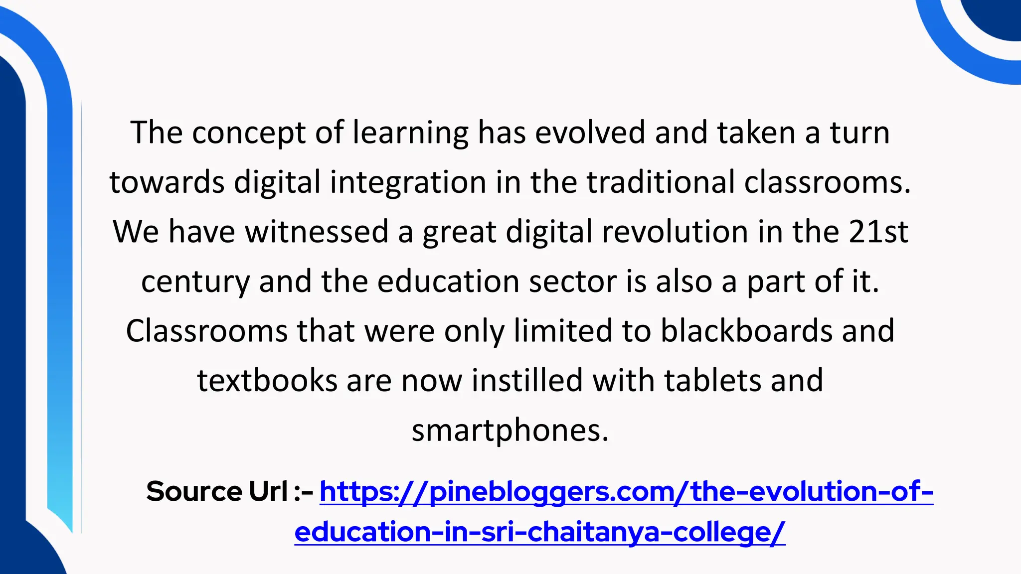 The evolution of education in Sri Chaitanya CollegeThe evolution of ...