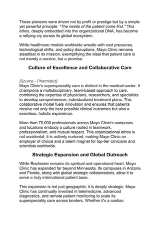 The Evolution of Excellence How Mayo Clinic Became a Global ...