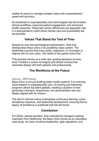 The Evolution of Excellence How Mayo Clinic Became a Global ...