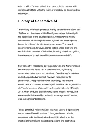 The Evolution of Generative AI and its applications | PDF