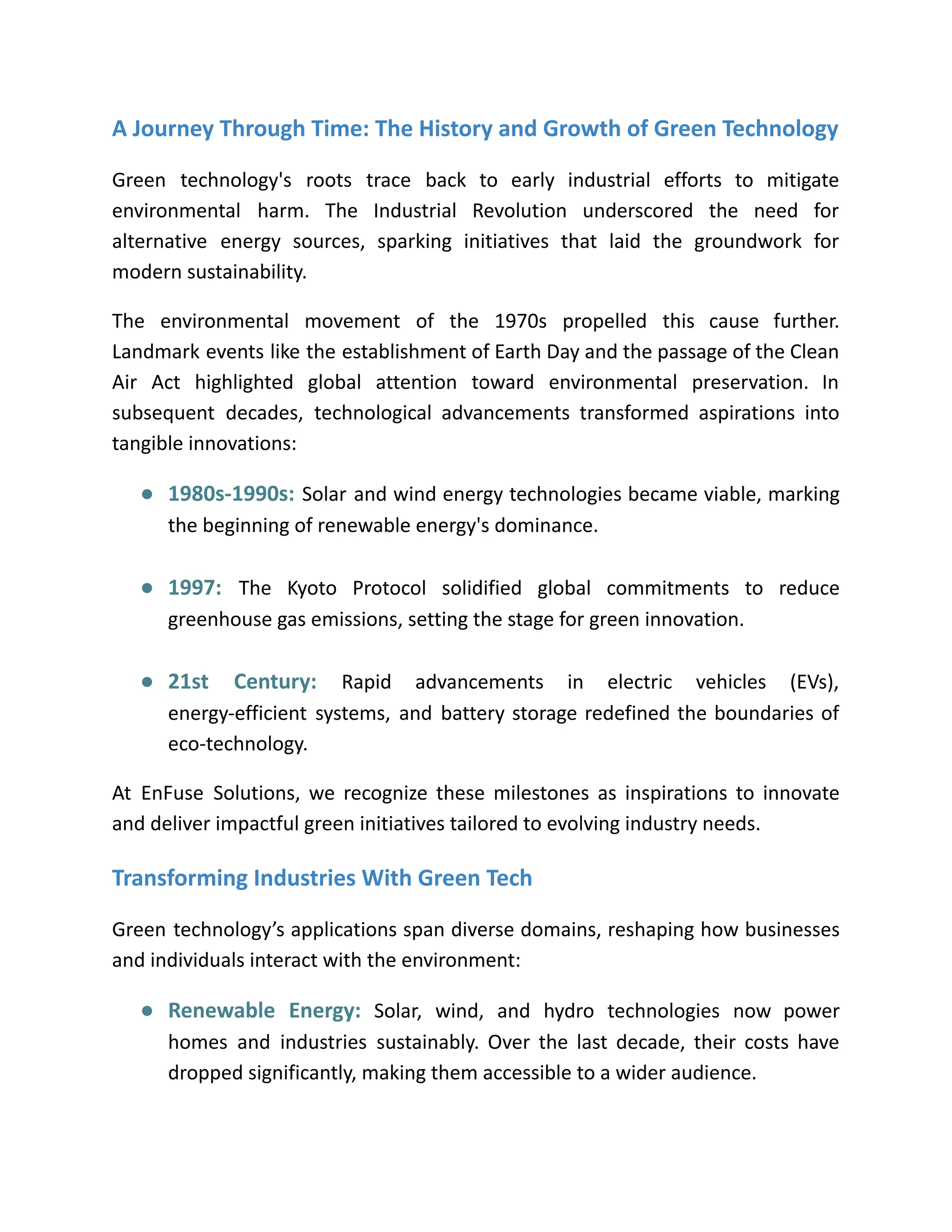 The Evolution Of Green Technology: A Journey To A Sustainable Future | PDF