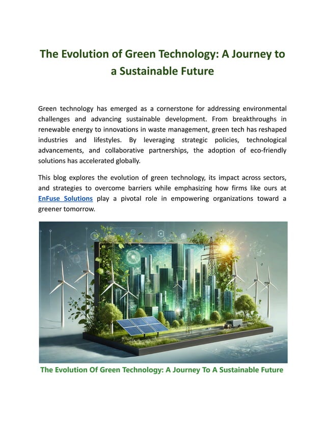 The Evolution Of Green Technology: A Journey To A Sustainable Future | PDF