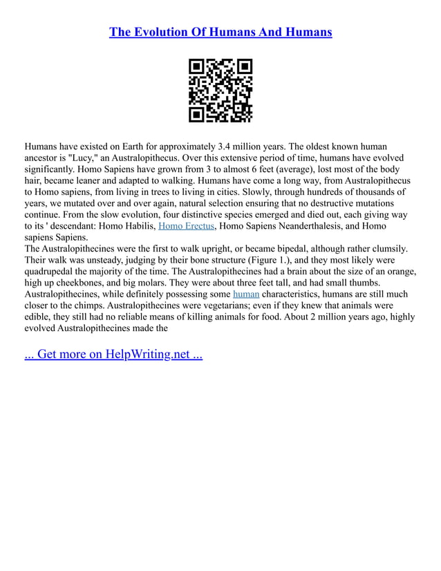 The Evolution Of Humans And Humans | PDF