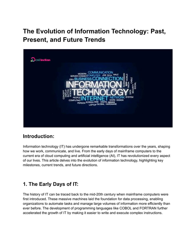 The Evolution of Information Technology_ Past, Present, and Future ...