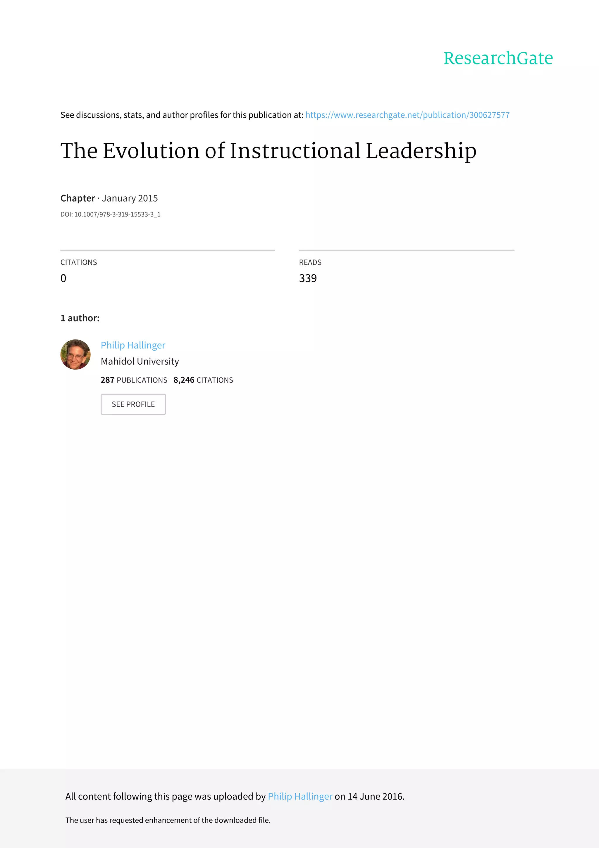 The evolution of instructional leadership | PDF