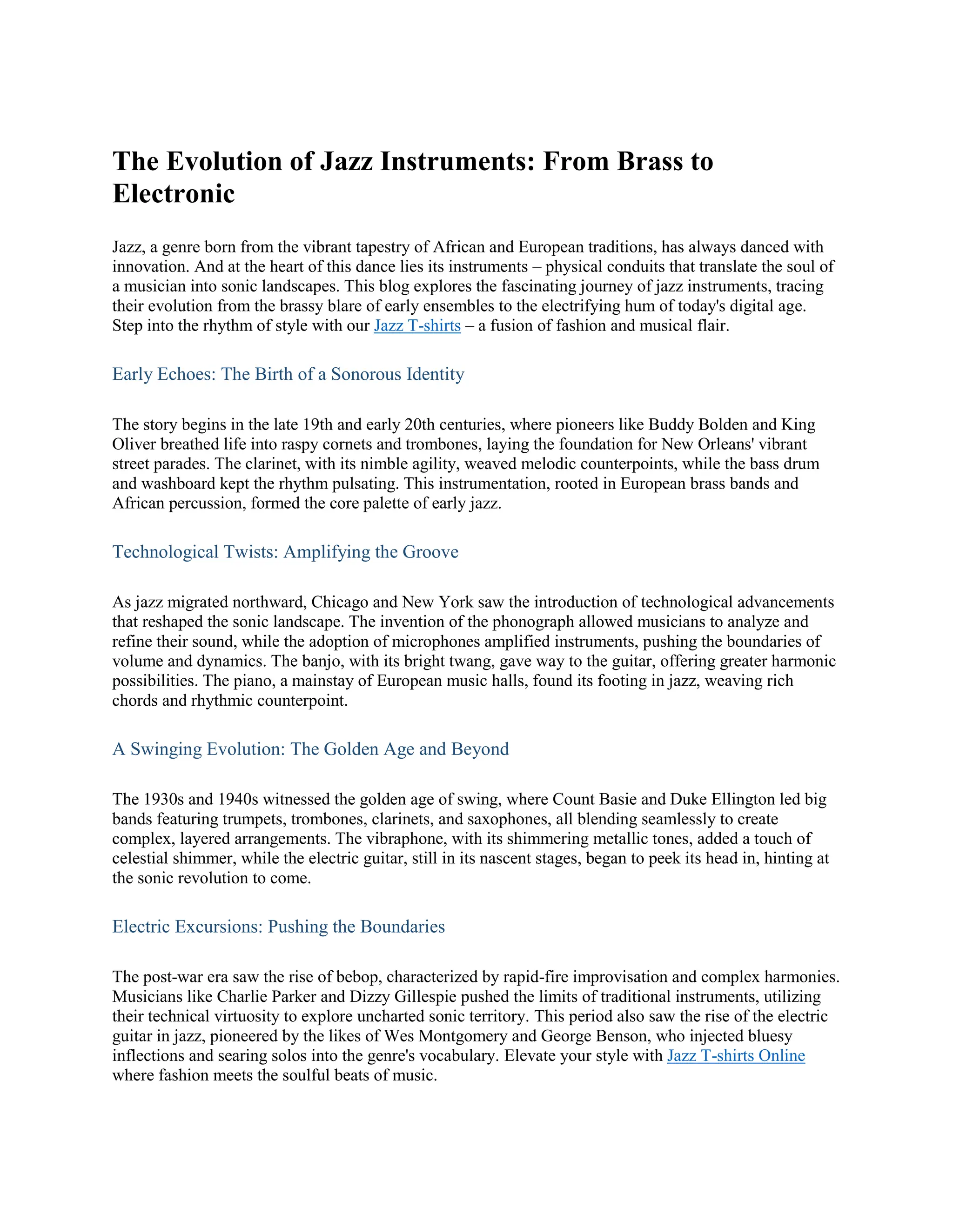 The Evolution of Jazz Instruments | PDF