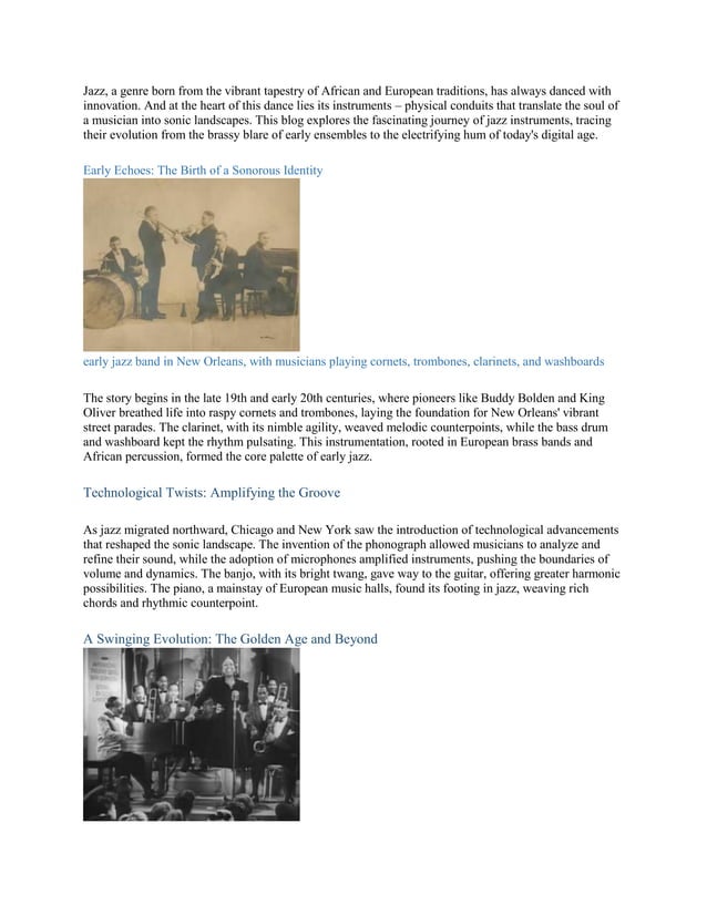 The Evolution of Jazz Instruments | PDF