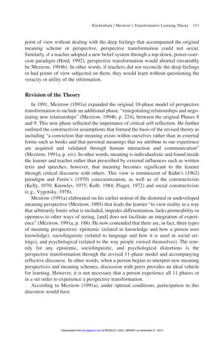 The evolution of john mezirow's transformative learning theory | PDF ...