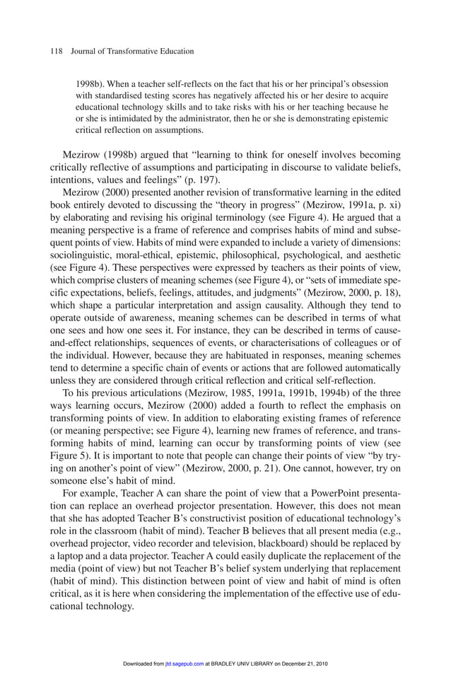 The evolution of john mezirow's transformative learning theory | PDF ...