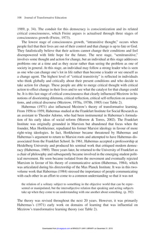 The evolution of john mezirow's transformative learning theory | PDF ...