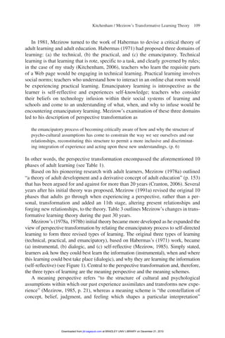 The evolution of john mezirow's transformative learning theory | PDF ...
