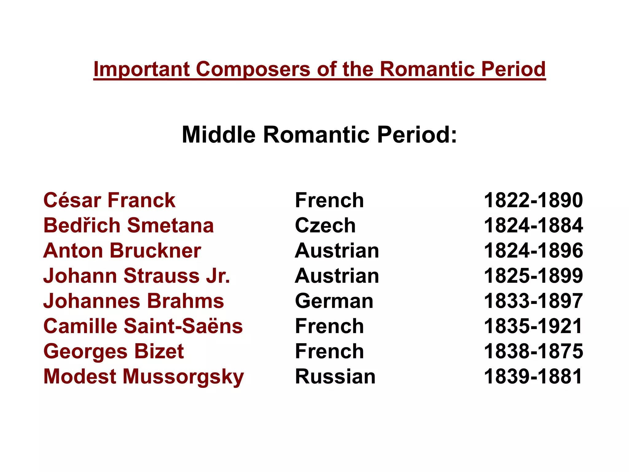 The Evolution of Musical Romanticism | PPT