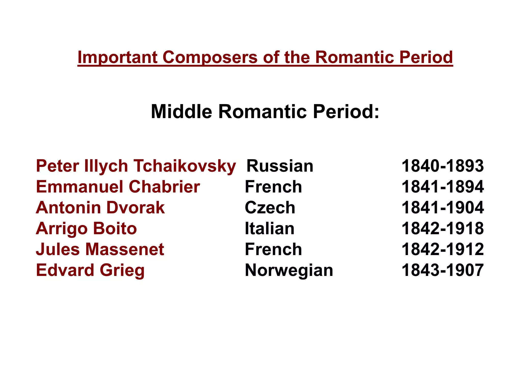 The Evolution of Musical Romanticism | PPT