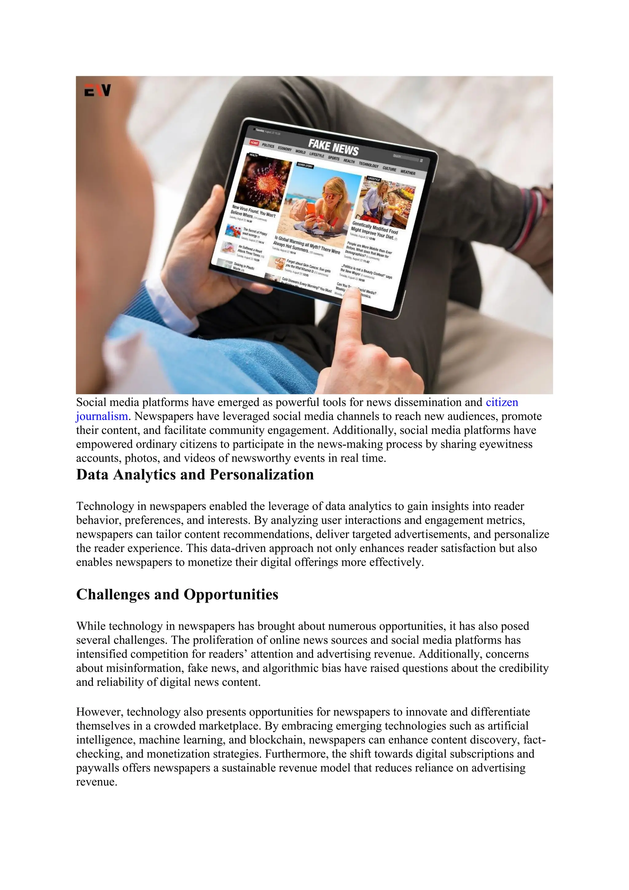 The Evolution of Technology in Newspapers | Enterprise Wired | PDF