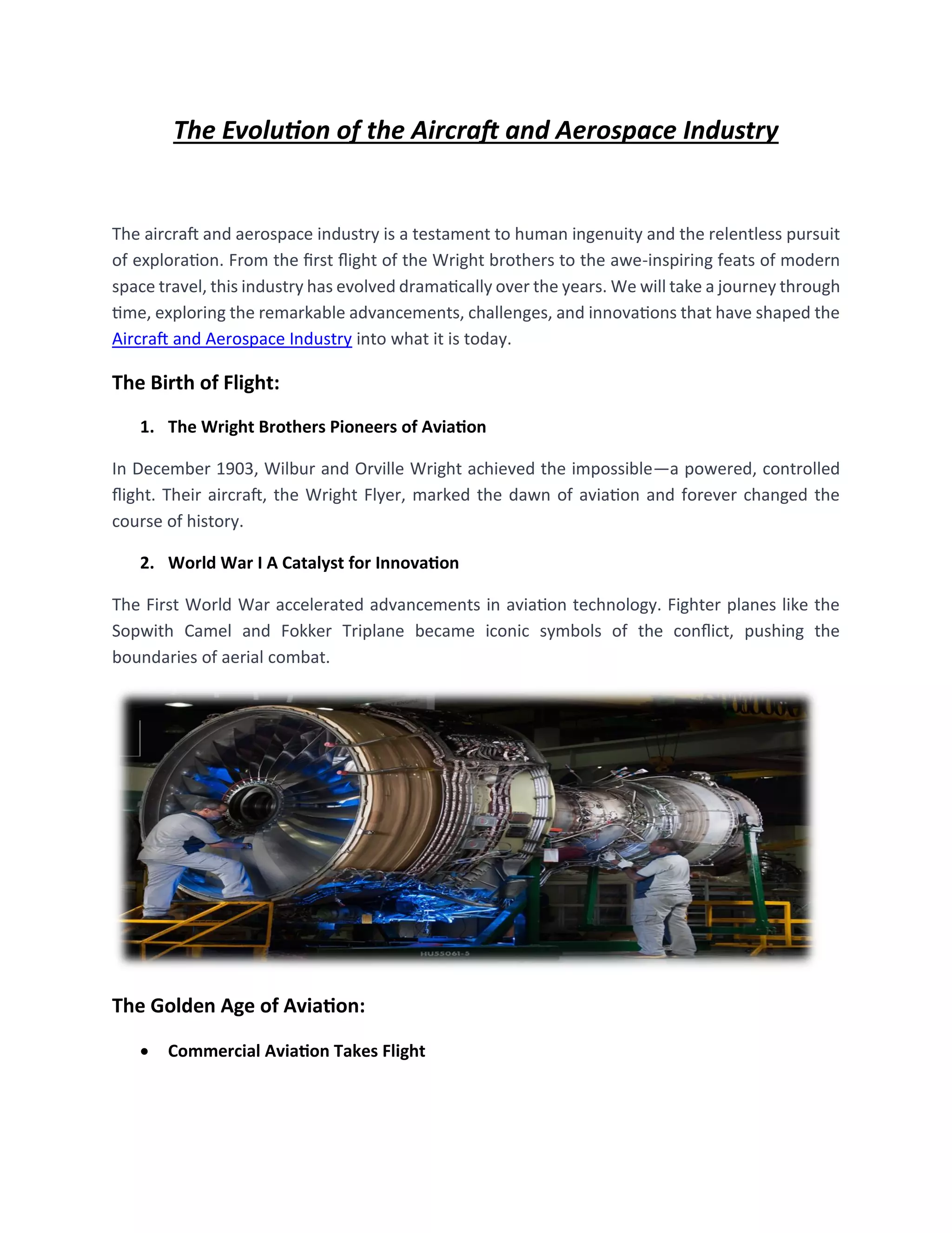 The Evolution of the Aircraft and Aerospace Industry | PDF