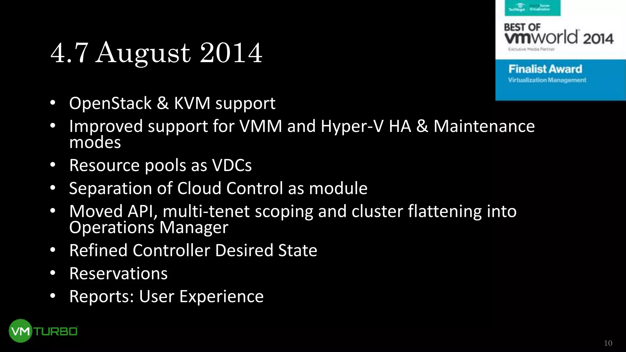 The Evolution of VMTurbo, now Turbonomic, Product Releases | PPTX