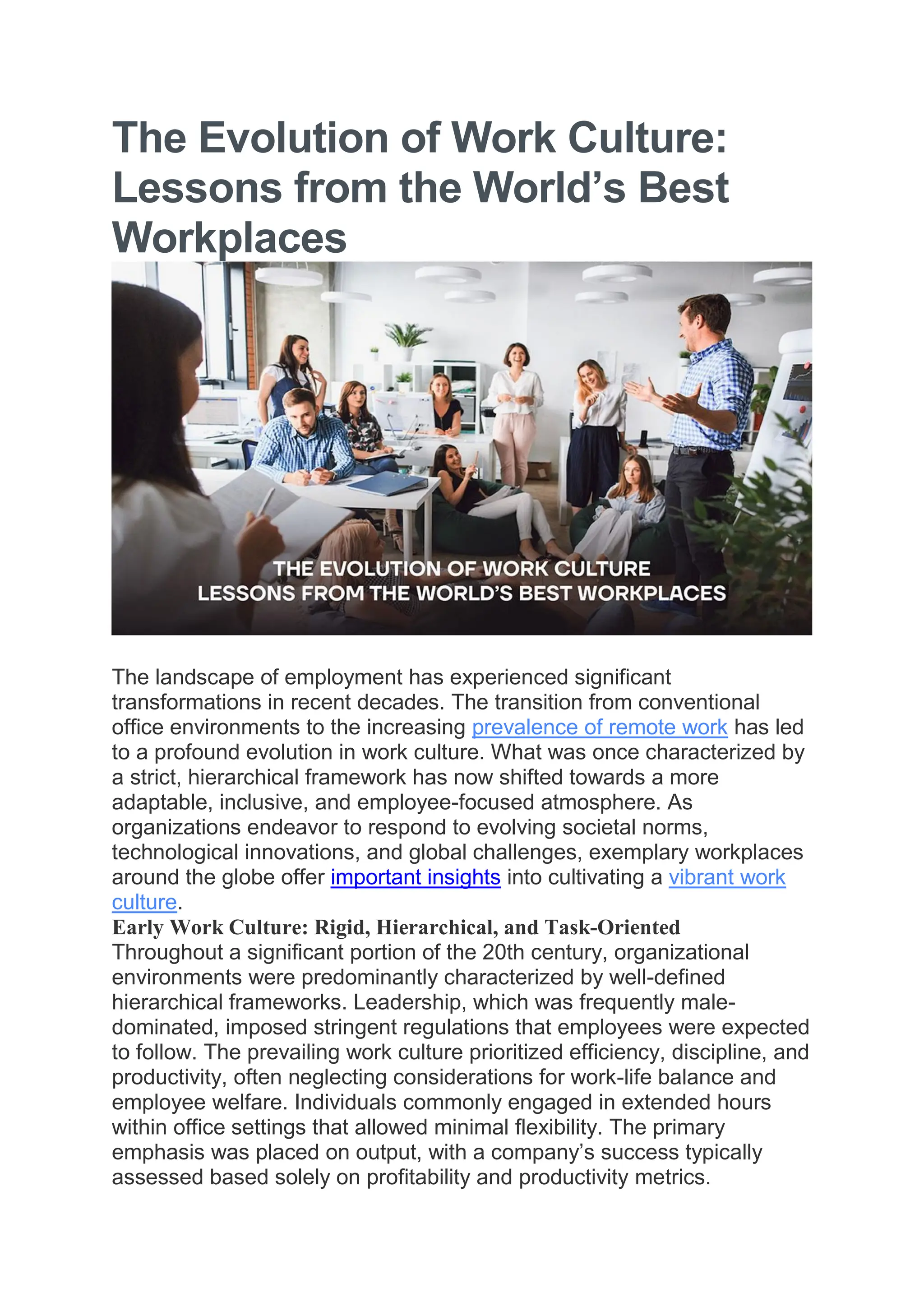 The Evolution of Work Culture: Lessons from the World’s Best Workplaces ...