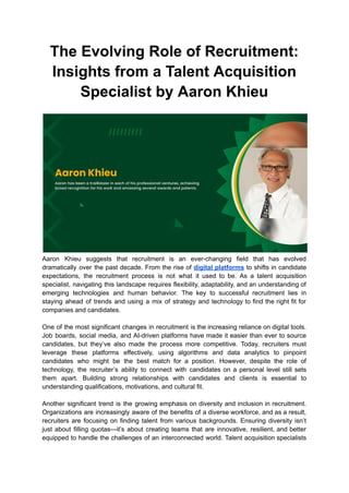The Evolving Role of Recruitment_ Insights from a Talent Acquisition Specialist by Aaron Khieu.pdf