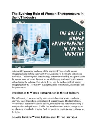 Women entrepreneurs in the IoT Industry: Innovation & 4 Challenges ...