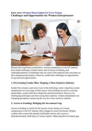 Women entrepreneurs in the IoT Industry: Innovation & 4 Challenges ...