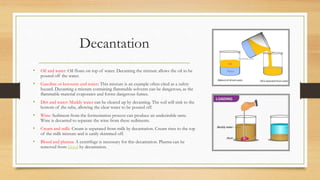 The examples of ways of separaing substances | PPTX