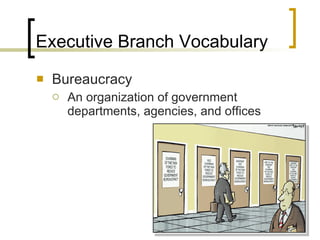The Executive Branch Vocabulary | PPT