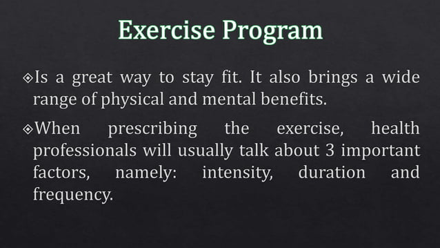 The exercise program | PPTX | Fitness and Exercise | Healthy Living