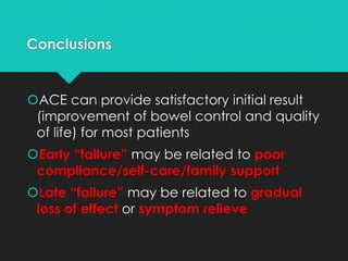 The experience of malone antegrade continence enema | PDF
