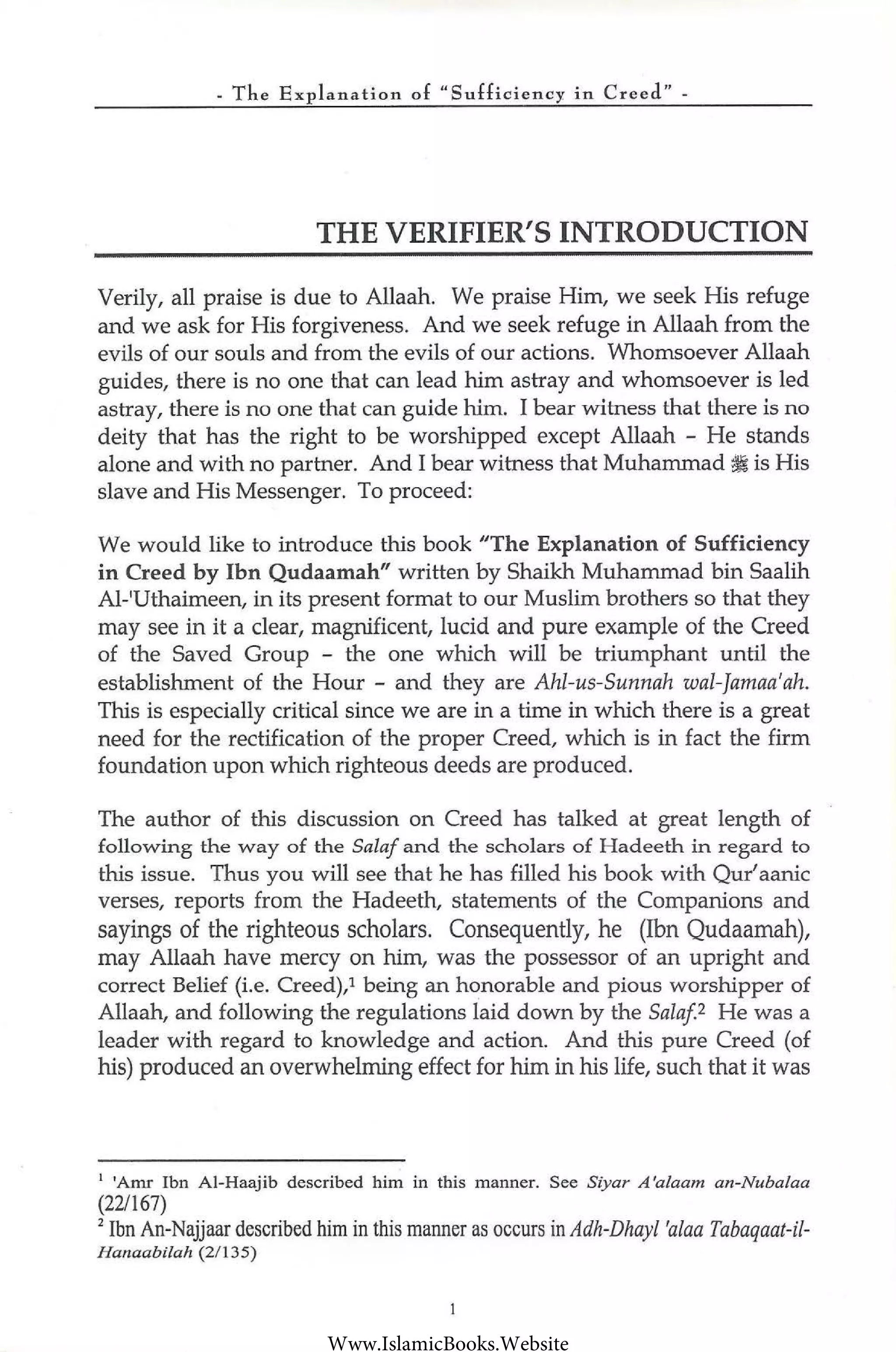 The Explanation of Sufficiency in Creed - 2002 - by Muhammad Ibn Saalih ...