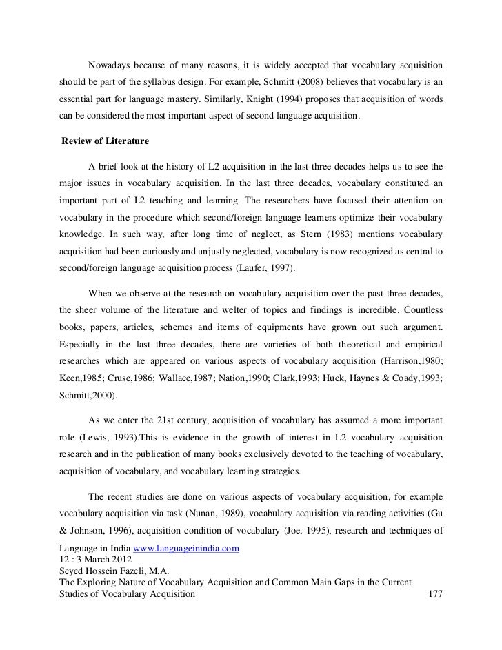 The exploring nature of vocabulary acquisition and common main gaps i…