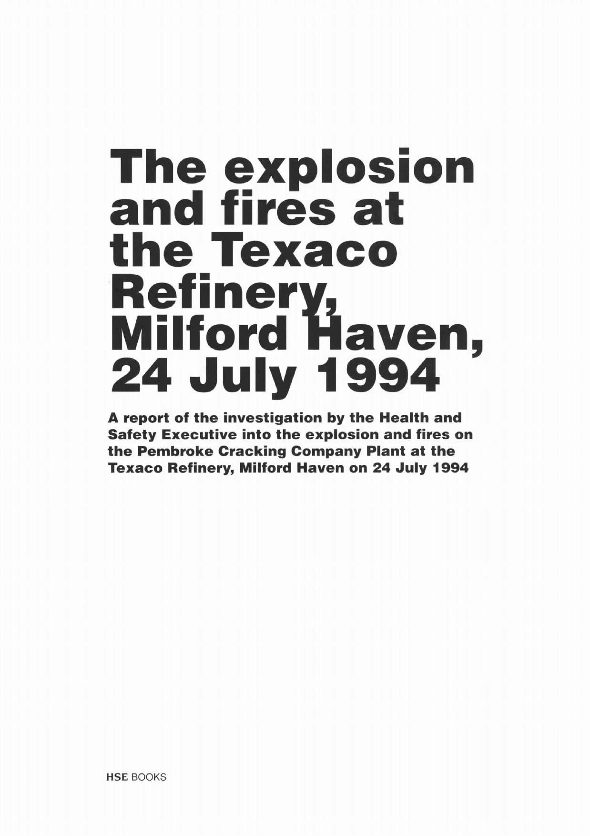 The explosion and fires at the texaco refinery milford haven | PDF