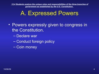 The Expressed Powers Of Congress | PPT | Political Issues & policy ...