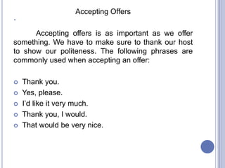 The expression of offering, accepting, and declining something | PPTX